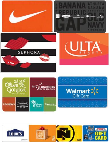 $10 to $100 Physical Gift Cards - Standard 1st Class Mail Delivery ...