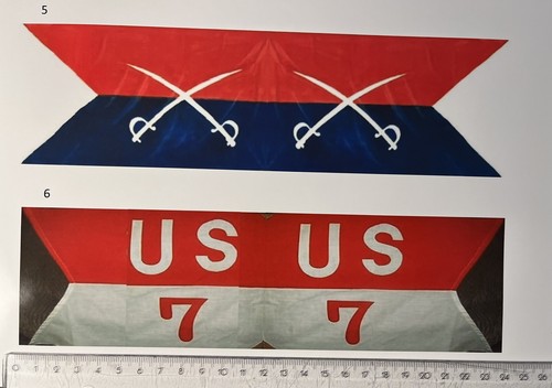 1581) 2x 300mm 1:6 General Custer 7th US Cavalry Flags Little Bighorn ...