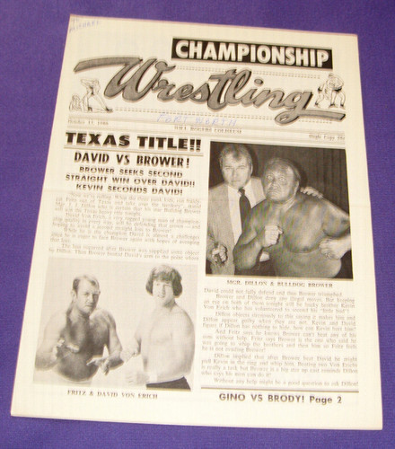 WCCW Wrestling Program (Oct 13 1980 Ft. Worth TX) David vs Brower ...
