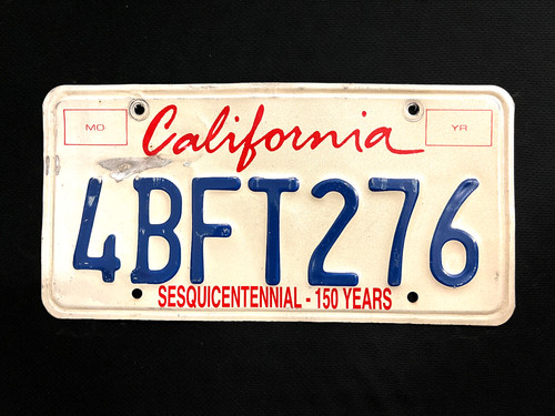 California License Plate 4BFT276 .... SESQUICENTENNIAL - 150 YEARS | eBay