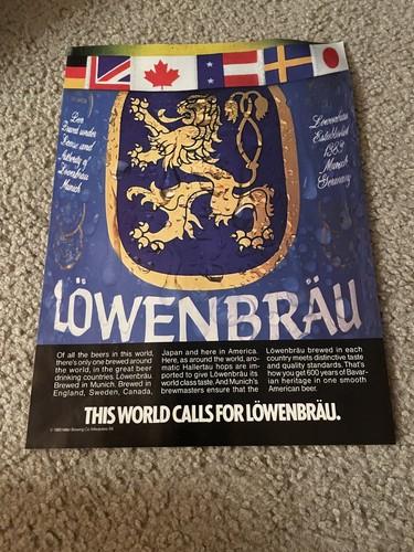 Vintage 1986 LOWENBRAU BEER Poster Print Ad 1980s "THE WORLD CALLS" | eBay