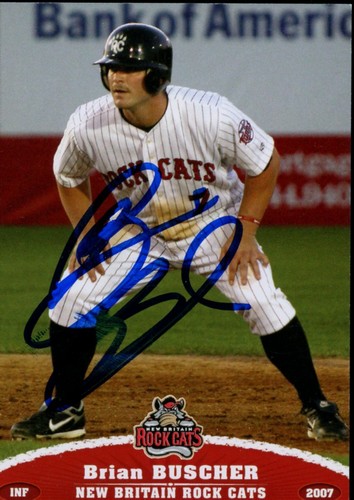 2007 New Britain Rock Cats BRIAN BUSCHER Signed Card autograph GIANTS ...