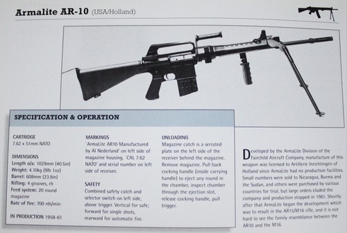 Armalite AR Machine Gun Picture Out of Print Spec Sheet Article Decor ...