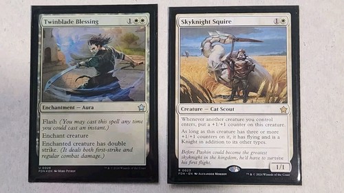 MTG Foundations Twinblade Blessing - Foil #26 & Skyknight Squire R #23 ...