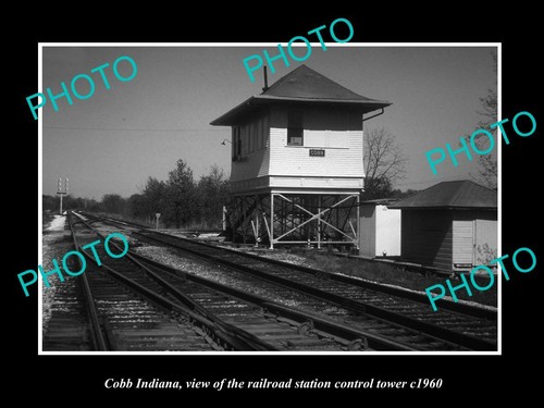 OLD 8x6 HISTORIC PHOTO OF COBB INDIANA THE RAILROAD STATION TOWER c1960 ...