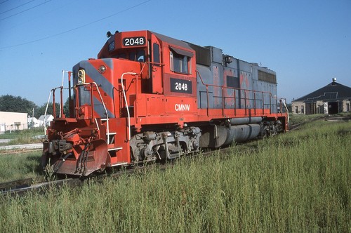 MS Orig Slide CMNW Chicago Missouri & Western GP38AC #2048 Bloomington ...
