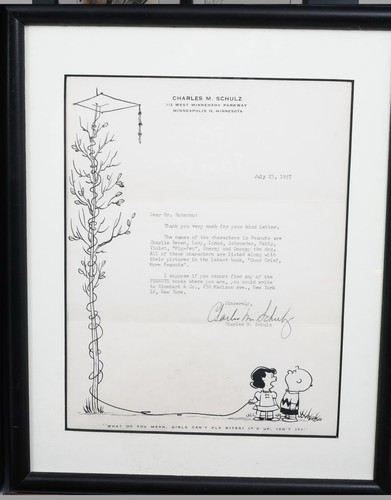 Incredible Signed Letter From Charles Schultz 1957 Describing Peanuts ...