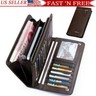 Men's Bifold Leather Zip Coin Long Wallet Multi Card Holder Purse ...