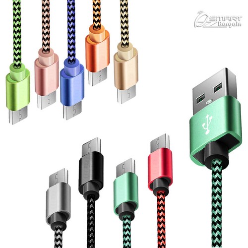 1M Metal Fiber Fancy USB Data Sync Charger Cable Cord For Micro Usb ...