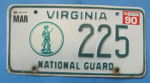 1990 Virginia National Guard License Plate low number | eBay