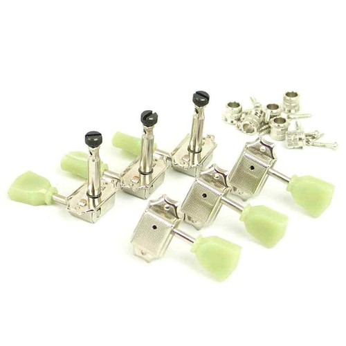 MannMade USA Vintage Style Locking Tuner Set - Nickel, Green Button | eBay