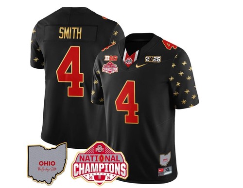 Men’s Jeremiah Smith Ohio State Natty Jersey Buckeye stitched #4 Black ...
