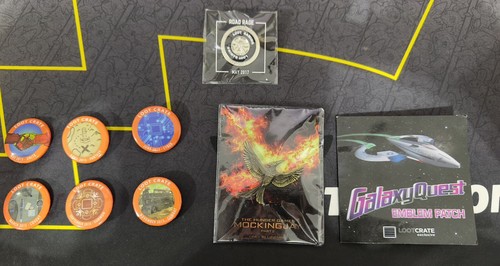 Lot of Loot Crate Exclusive Loot Pins and Patches, Hunger Games, Mario ...