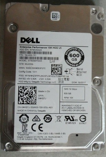 Dell Enterprise Performance 15K SAS 12Gbps 600GB HDD V5 ST600MP005 ...