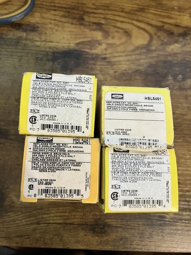 (4) Hubbell HBL5461 Receptacle 20 Amp 250V AC Flush Mount Single Outlet ...