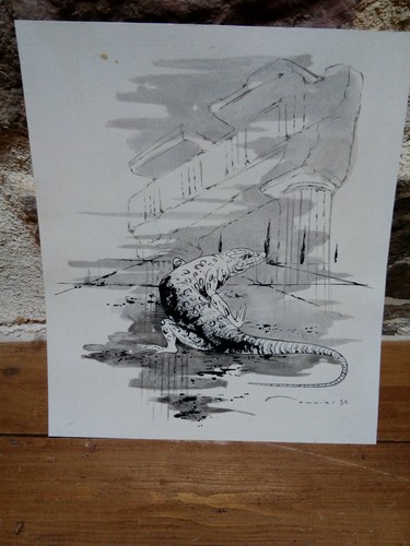 Lizard Ink Drawing, Signed ? 1956 | eBay