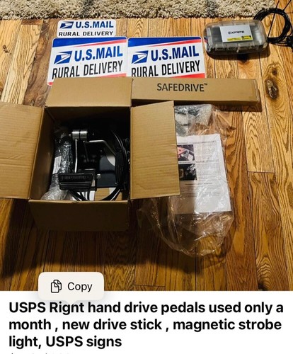 Right hand drive pedals, with USPS signage, magnetic strobe, and ...