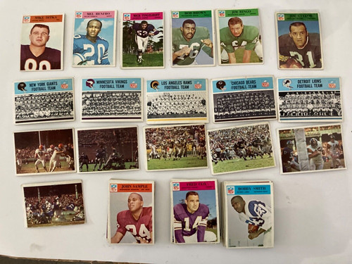 Lot of 60 different 1966 Philadelphia Football cards. Ditka, Brown ...