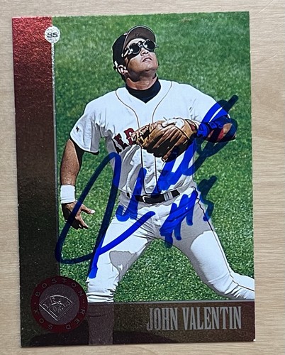 John Valentin Signed 1996 Leaf Baseball Card #166 Auto Boston Red Sox ...