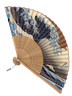 SILK HAND FAN Japanese Wave 8" Blue Tsunami Folding Pocket Purse Asian ...