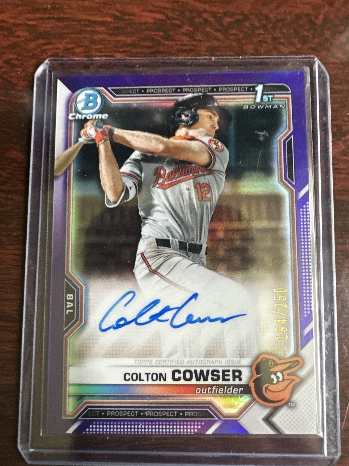 Colton Cowser 2021 Bowman Draft #CDA-CC Chrome DP Auto - Purple ...
