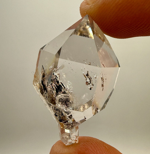 19.00 g Herkimer Diamond Gem, Perfect Clarity w/ Black Hydrocarbon ...