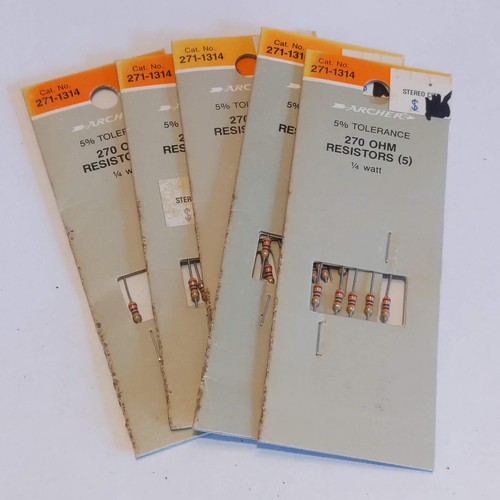 Radio Shack NOS 270 Ohm, 1/4 Watt, 5% Tolerance Resistors (Quantity: 25 ...