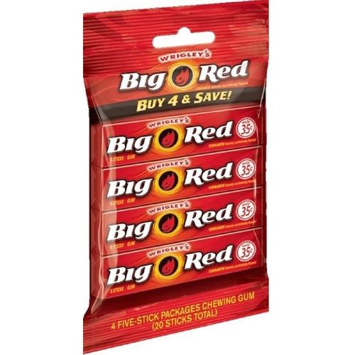 Wrigley'S Big Red Gum - Bag of 4 Packs (5 Sticks Each Pack ...