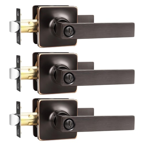 3 Pack Oil Rubbed Bronze Door Handles Interior For Bedroom Door Privacy ...