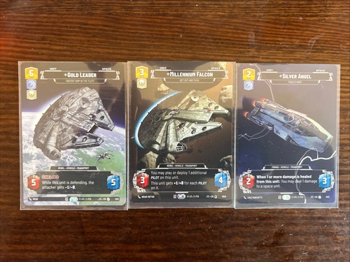 Lot of 3 Star Wars Unlimited Jump To Lightspeed Prestige Falcon, Gold ...