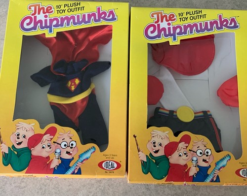 2 Vintage 1983 Alvin & The Chipmunks 10" Plush Costume NOS Super munk ...