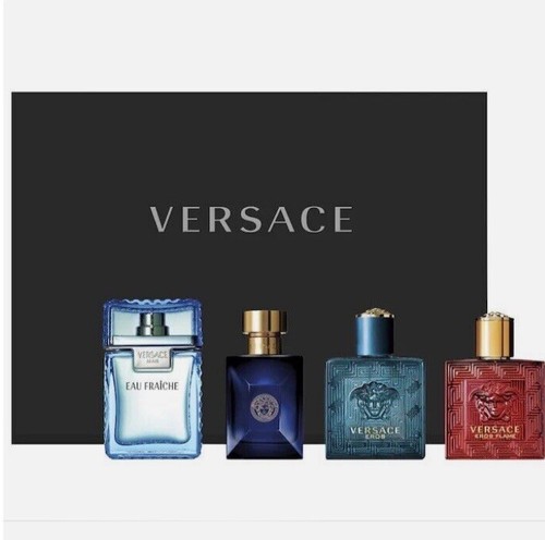 VERSACE Men’s MINI 4 PC Cologne Gift Set: Eau Fraiche, Dylan Blue, Eros ...