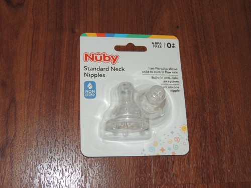 Nuby 0+M Vari-Flo Non-Drip Silicone Baby Nipples - Pack of 2 - Standard ...