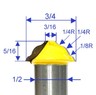 1 PC 1/2" Shank 1" Cutting Depth 22-1/2° Chamfer Router Bit sct-888 ...