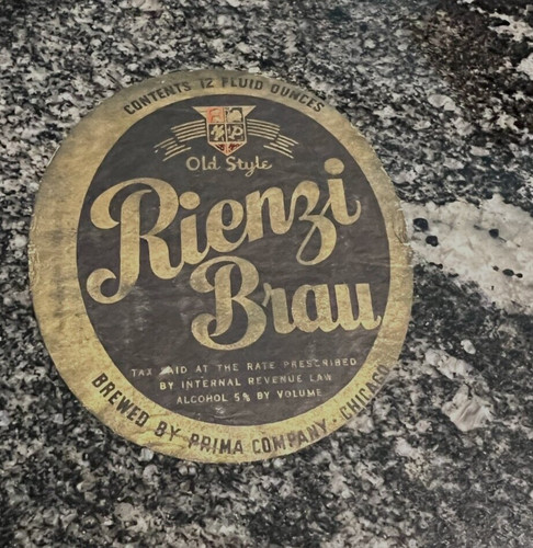 IRTP RIENZI BRAU BEER 12 OZ BOTTLE LABEL PRIMA BREWING CO CHICAGO IL 5% ...
