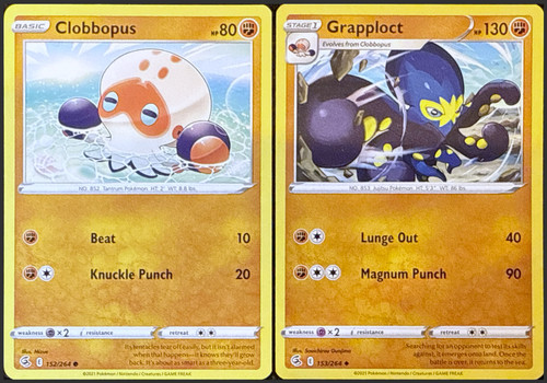 Fusion Strike - Clobbopus - 152/264 + Grapploct - 153/264 - Evolution ...