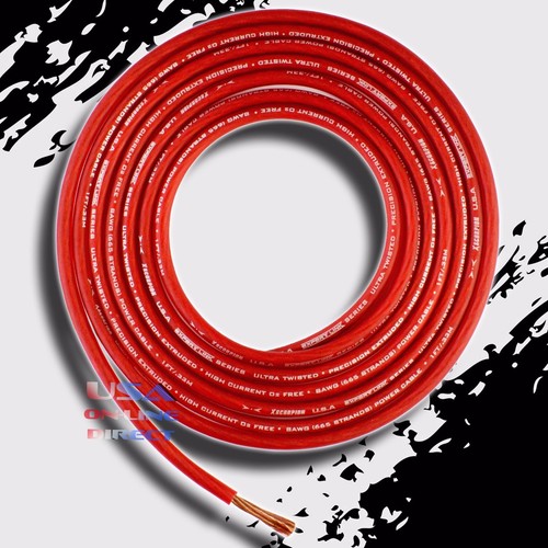 8ga. Gauge 20ft. OFC Copper AWG RED Power Ground Wire Audio Amplifier ...