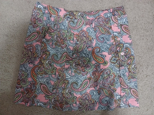 Sport Haley Pink Paisley Golf Skort Size L Pleated And Slit With ...