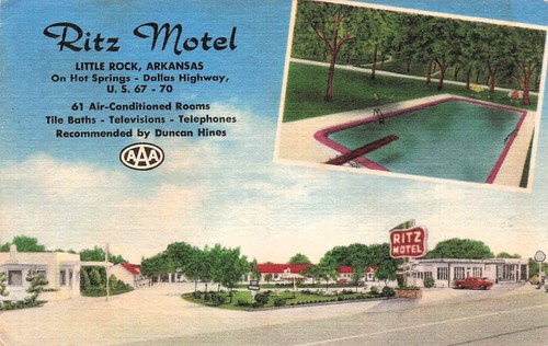 Ritz Motel Little Rock AR Arkansas Pool Hwy Hot Springs Dallas Vtg ...