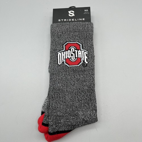 Strideline Adult Black Red Crew Cotton NCAA Ohio State Buckeyes Socks M ...