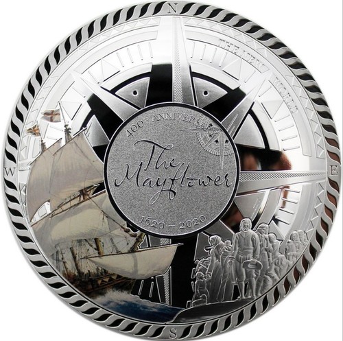 2020 400TH Anniversary of the Mayflower 50 grams Pure Silver Convex ...