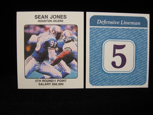 1989 Sean Jones Houston Oilers NFL Franchise Game Card 1ct | eBay