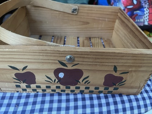 Wooden Fruit Basket Decorated With Apples, 1 Foot Long 4 Inches Wide | eBay