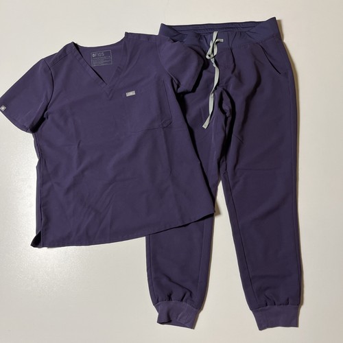 FIGS Scrub Set V-Neck Top & Drawstring Joggers Size M Purple Jam ...