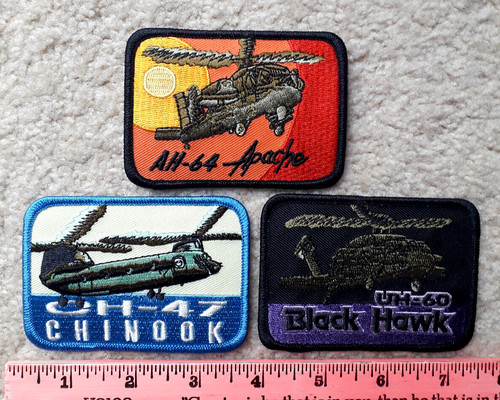 Lot of 3 US Army helicopter patches Apache, Black Hawk & Chinook ...