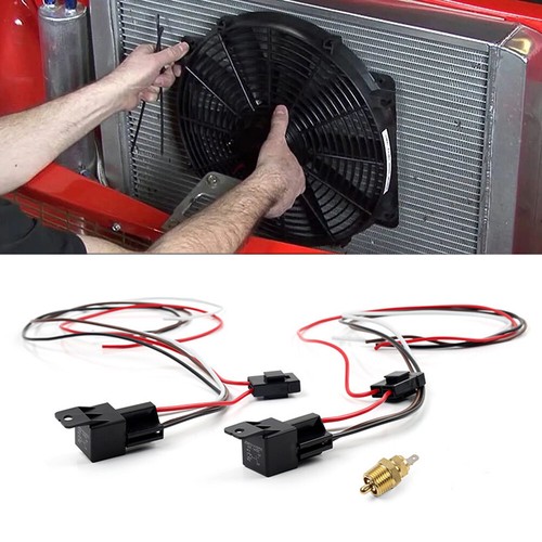 2 Sets 4 Pin Dual Electric Cooling Fan Relay Switch Kit With ...