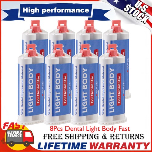 8Pcs Dental Light Body Fast Rapid Set Dental Impression Material 50mL ...