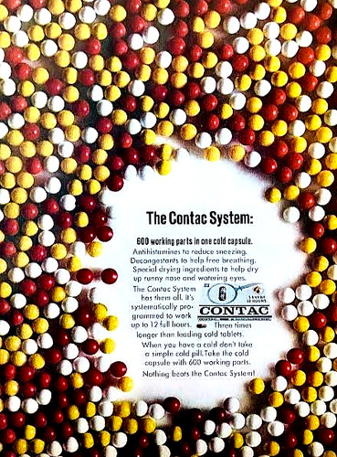 CONTAC COLD CAPSULES—PSEUDOEPHEDRINE FORMULA—VINTAGE 1970 MAGAZINE ...