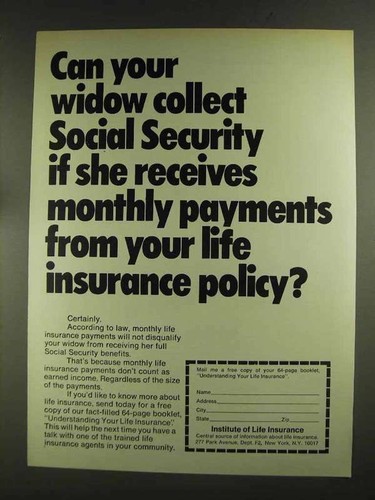 1972 Institute of Life Insurance Ad - Your Widow | eBay