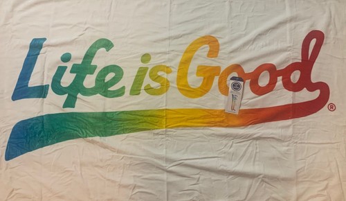 LIFE IS GOOD SCRIPT RAINBOW TOWEL 38x65 NEW w TAGS | eBay